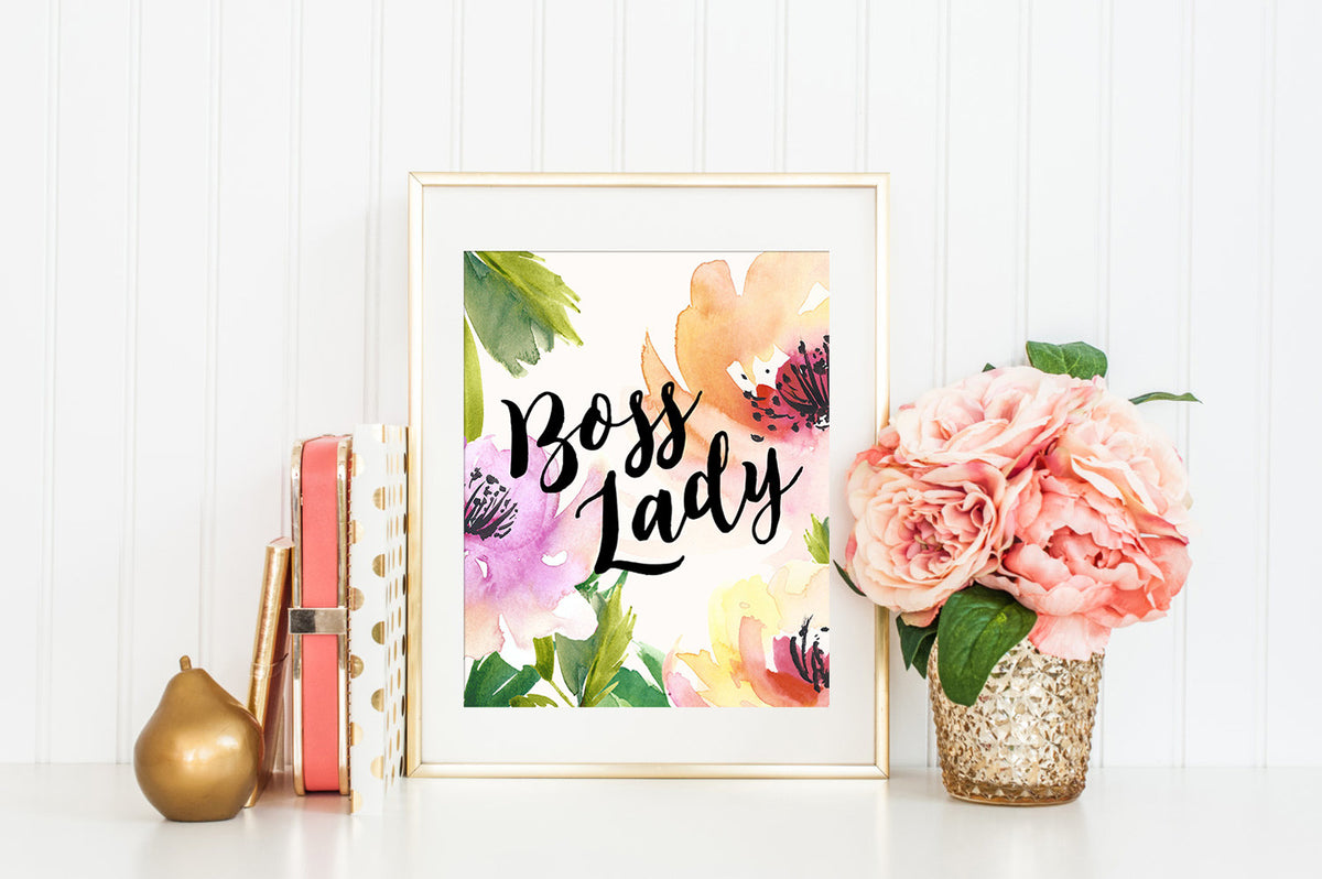 Boss Lady Floral Watercolor Style Art Print – Willow & Olive