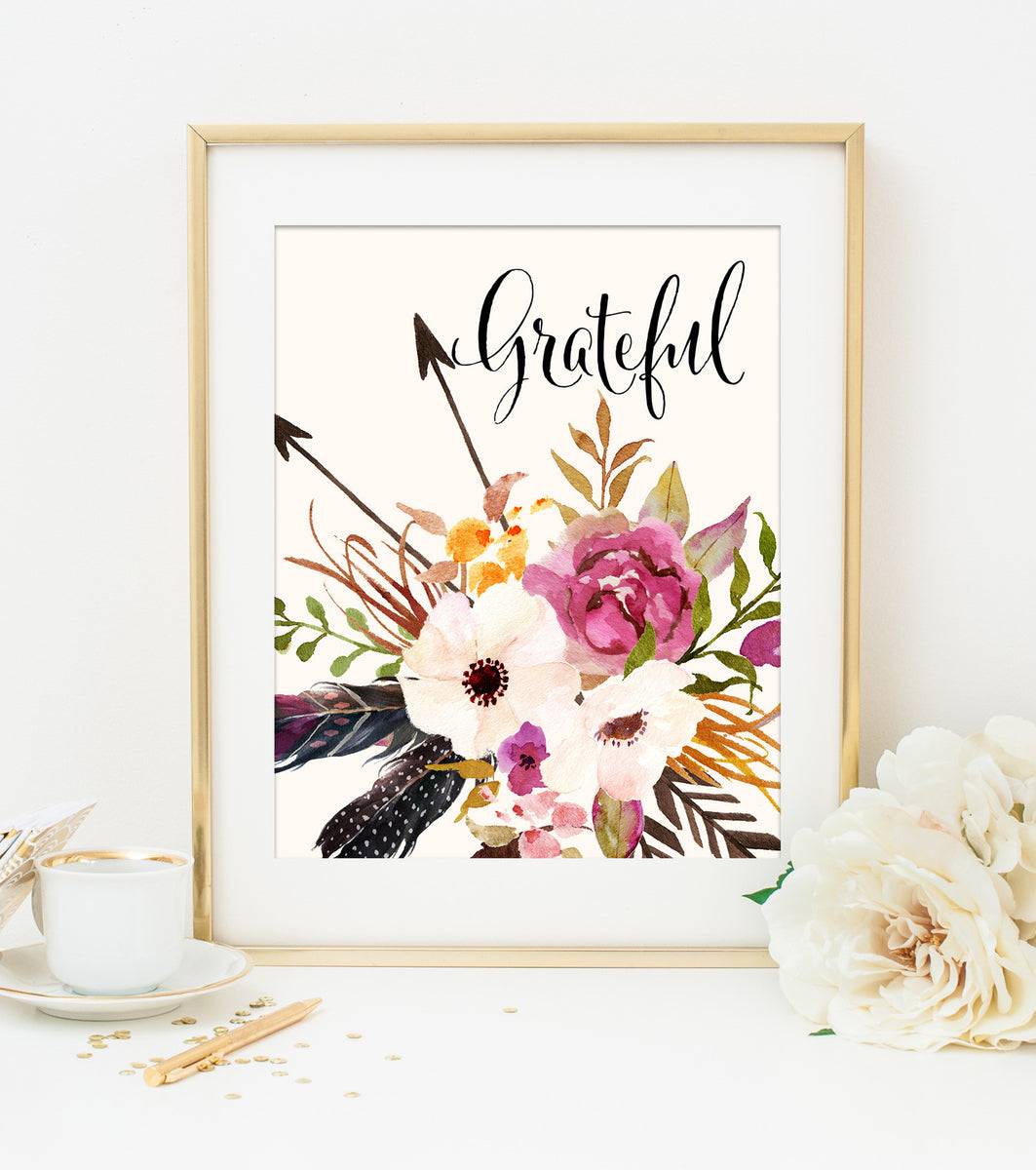 GRATEFUL ART PRINT with Cream Style Background – Willow & Olive