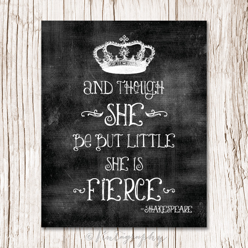 She is Fierce with Crown Quote Art Print – Willow & Olive